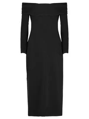 Solace London Off-the-shoulder Crepe Midi Dress - Black