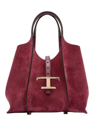 TOD'S Tods T-Plaque Suede Mini Top Handle Bag