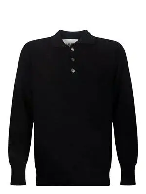 AMARANTO Ribbed Button Sweater - Black