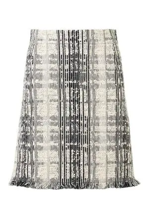 Akris Checked Fringed Mini Skirt - Black/ivory