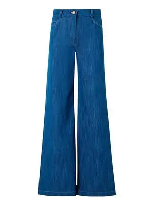 Akris Cooper Stretch Denim Wide-leg Pants - Medium Blue
