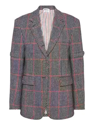 Thom Browne Tweed Checked Blazer With Armband - Red