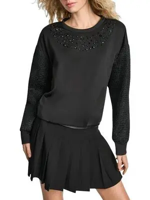 Dkny Mixed Media Bubble Sweatshirt - Black