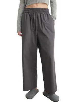 Mango Cotton Crop Pants - Charcoal
