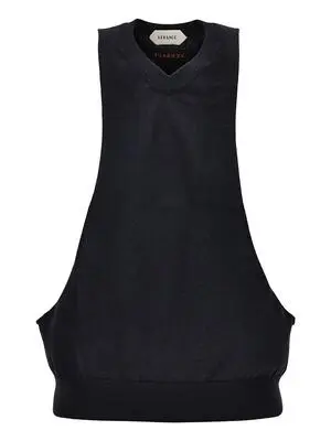 Versace Versace Cutout Cotton-Blend Tank Top Navy