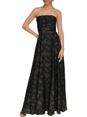 Donna Karan New York Metallic Strapless Gown - Black