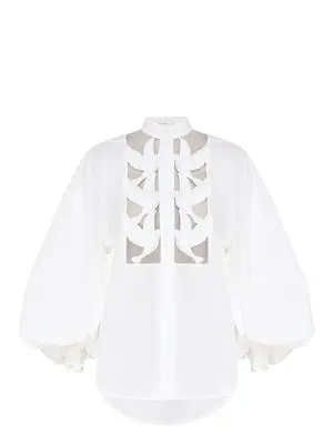 Zimmermann Luna Appliquéd Cotton Shirt - Ivory