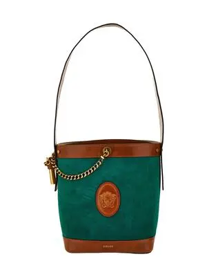 Versace Small Bucket Bag With Chain Detail - Gold