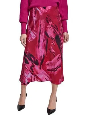 Dkny Abstract Print Bias-cut Midi Skirt - Neon Nights