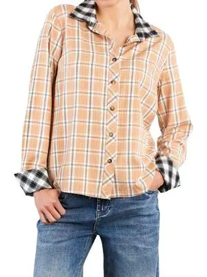 BILLY T Plaid Cotton Blend Shirt