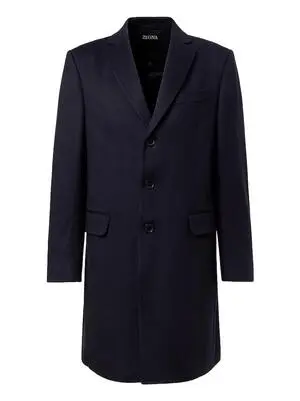 Zegna Wool And Cashmere-blend Tailored Overcoat - Blue