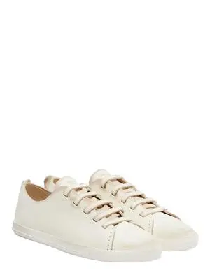 Prada Distressed Leather Low-top Sneakers - White