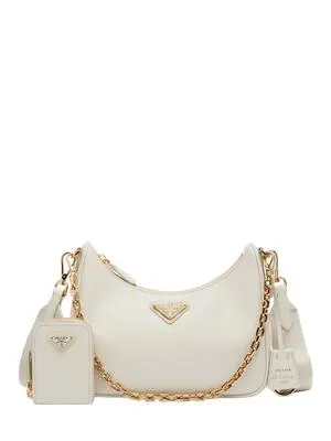 Prada Re-edition 2005 Leather Shoulder Bag - White
