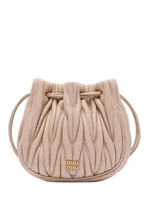 Miu Miu Matelassé Leather Bucket Bag - Pink