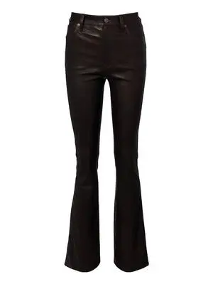 FRAME Reboot Crop Leather Bootcut Pants - Brown