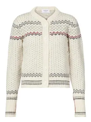 Thom Browne Fair Isle Wool And Mohair Cardigan - White