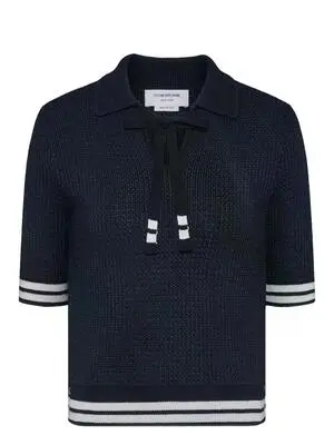 Thom Browne Tuck-stitch Polo Top - Blue