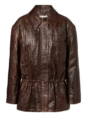 EMILIA WICKSTEAD Norcutt Croc-effect Leather Jacket - Brown