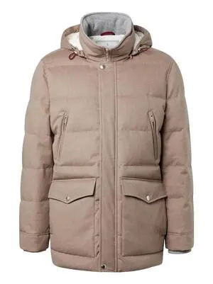 Brunello Cucinelli Wool Flannel Down Jacket - Beige
