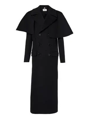 Chloé Belted Caped Double-breasted Wool Coat - Black