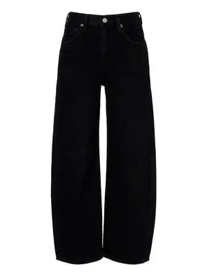 AGOLDE Low Curve Cropped Mid-rise Barrel-leg Jeans - Black