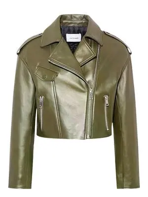 YVES SALOMON Leather Biker Jacket - Green