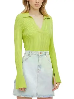 Hugo Ribbed Collared Sweater - Green