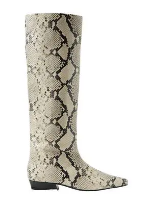 Staud Wally Snake-Effect Leather Knee Boots Snake Print
