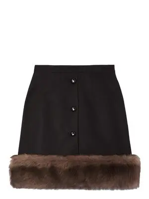 Valentino Garavani Shearling-trimmed Embellished Silk Mini Skirt - Black