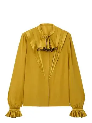 Valentino Garavani Pleated Silk Blouse - Yellow