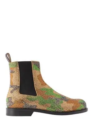 JW Anderson Crystal-embellished Suede Chelsea Boots - Green