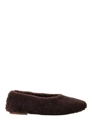 Staud Alba Ballet Shearling Flats - Brown