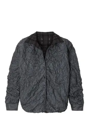 MAISON MARGIELA Padded Wool-trimmed Quilted Crinkled Shell Jacket - Brown