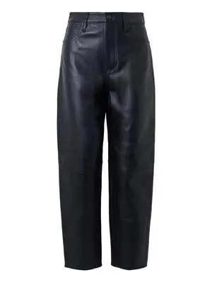 FRAME The Neat Leather Barrel-Leg Pants Blue