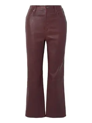 FRAME The Reboot Cropped Leather Flare Pants - Red