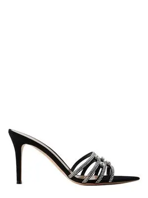 GIANVITO ROSSI 85 Crystal-embellished Suede Sandals - Black