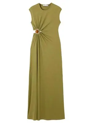Christopher Esber Cutout Embellished Ribbed-jersey Maxi Dress - Green