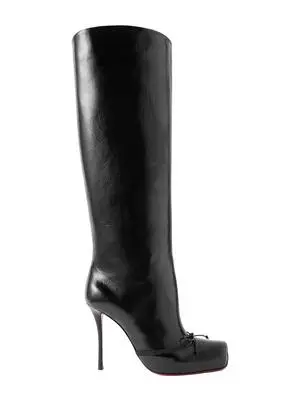 CHRISTIAN LOUBOUTIN Cassia Nodo 100 Leather Knee Boots - Black