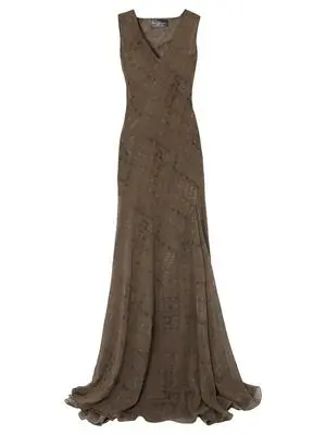 CORTANA Mire Printed Silk-blend Georgette Maxi Dress - Green