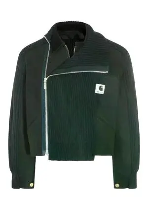 Carhartt Work In Progress X Sacai Zip Ribbed Jacket - Green