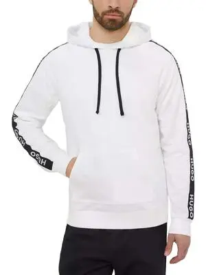 Hugo Logo Tape Hooded Sweatshirt - White