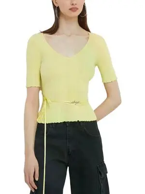 Hugo Lettuce-trim Top - Yellow