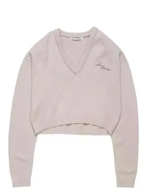 Acne Studios V-neck Embroidered Sweater - Neutrals