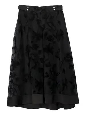 3.1 Phillip Lim Embossed-florals Midi Skirt - Black
