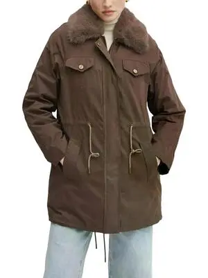 Guess Faux-fur Collar Jacket - Brown