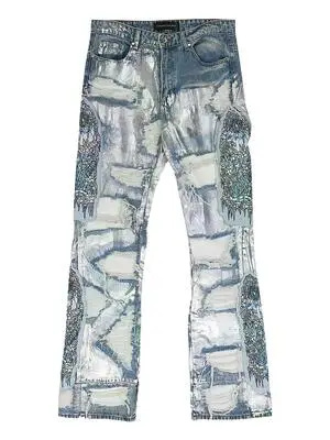 WHO DECIDES WAR BY EV BRAVADO Patchwork Distressed Jeans