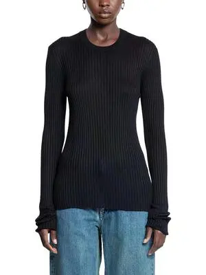 JIL SANDER Long-sleeve Ribbed-knit Top - Black