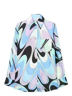 Emilio Pucci Onde-print Silk Shirt - Blue