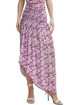 IRO PARIS Noseti Shirred Floral Asymmetric Skirt - Purple