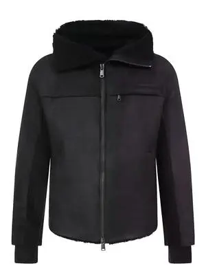 Transit Fur-hooded Leather Jacket - Black